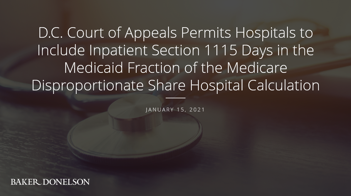 D.C. Court of Appeals Permits Hospitals to Include Inpatient Section ...