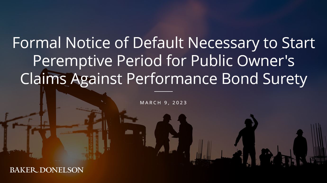 Formal Notice of Default Necessary to Start Peremptive Period for ...